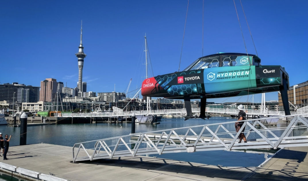 America's Cup team launches hydrogen-powered foiling chase boat