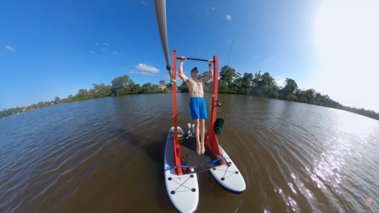 WATCH: YouTuber builds 'floating gym' in shark-infested river