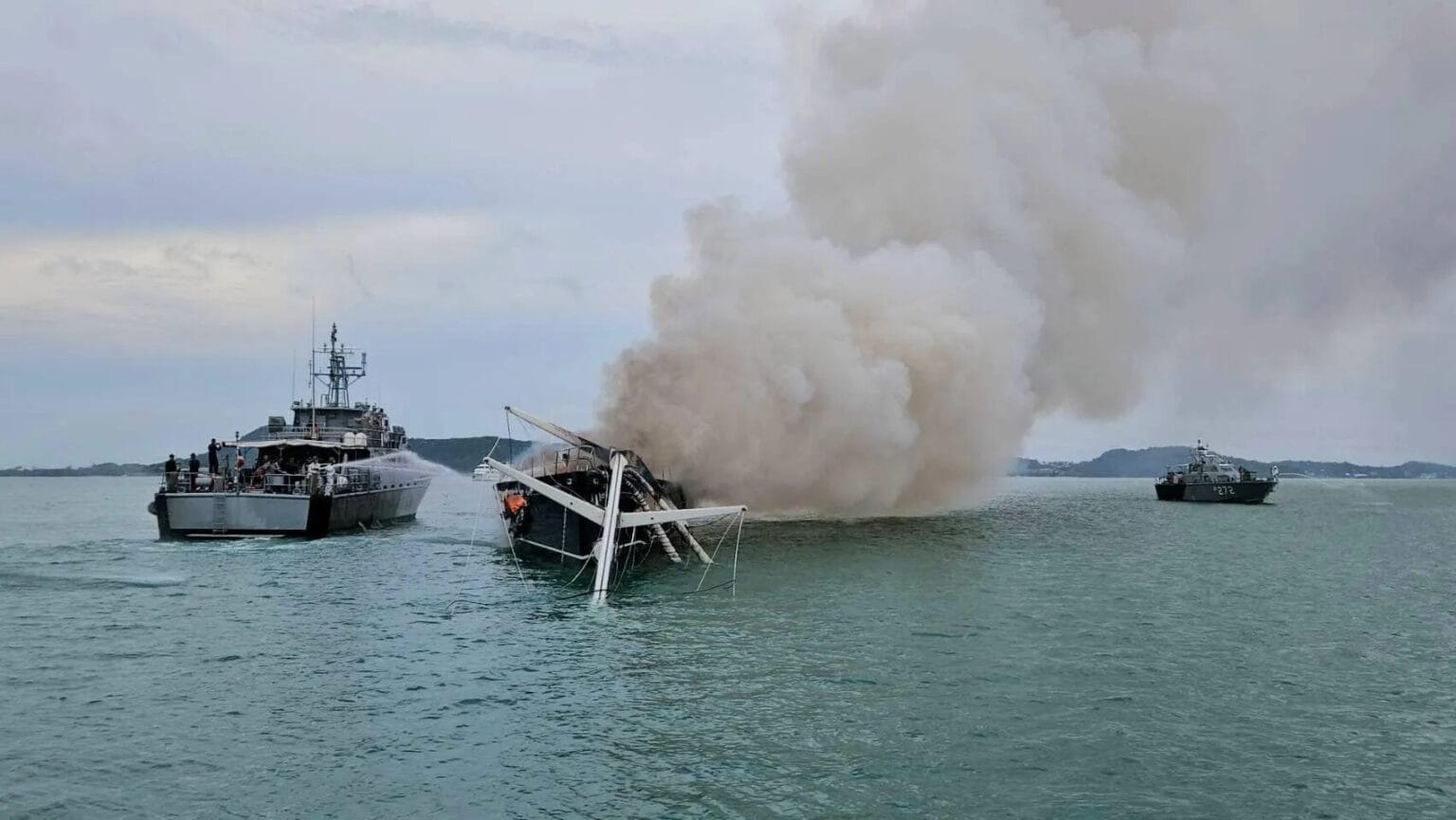 Obsession II: Sailing superyacht destroyed by fire in Phuket