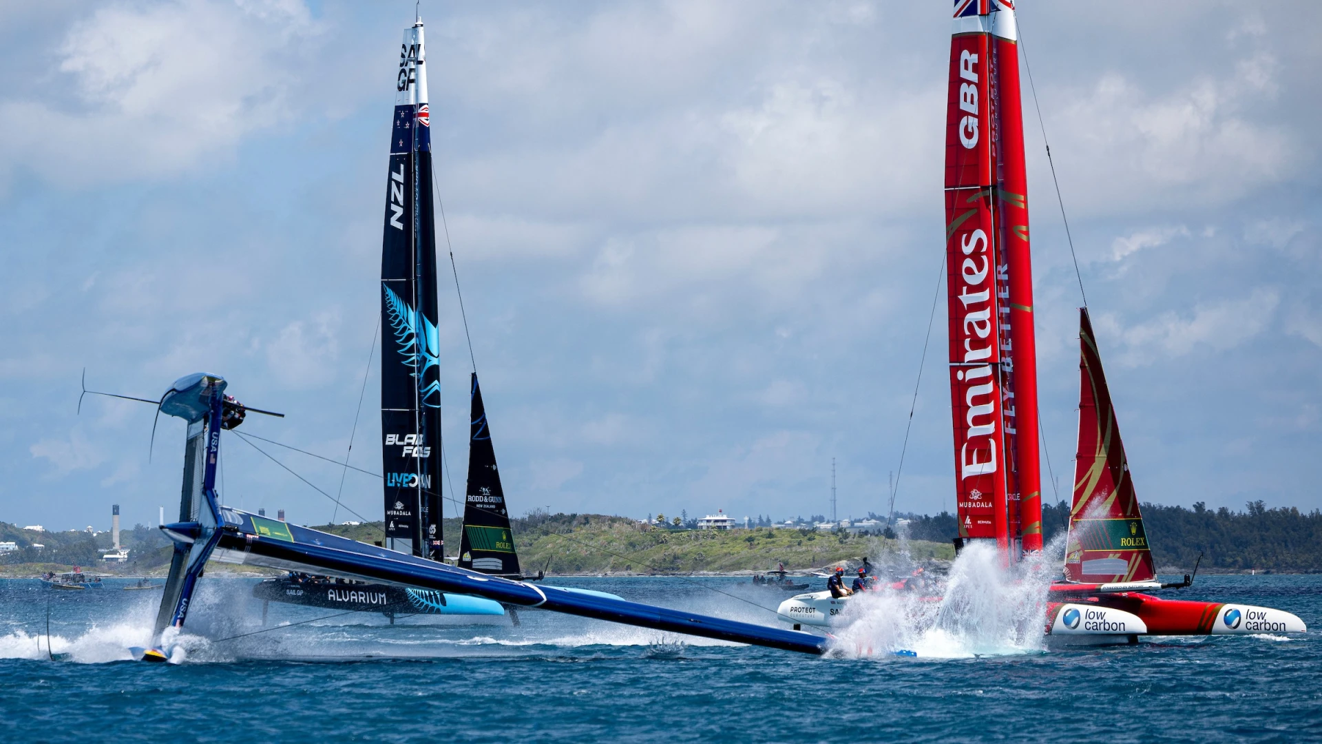 Video: US sailing team sent flying during massive capsize at SailGP